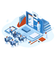 Students webinar computer school digital seminar Vector Image
