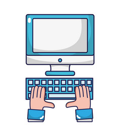 Cute small computer Royalty Free Vector Image - VectorStock