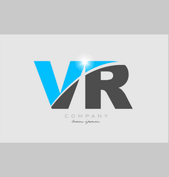 Metal blue alphabet letter vr v r logo company Vector Image