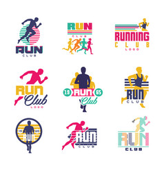 Running club logo templates set emblems for sport Vector Image