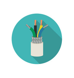 Black wire electric cable with wooden coil of Vector Image