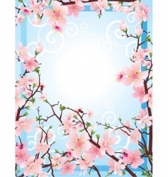 Cherry sakura tree blossom template corner frame Vector Image