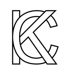 Logo sign ak ka sign two interlaced letters a k Vector Image
