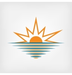 Sun over sea waves sun and sea sun logo icon Vector Image