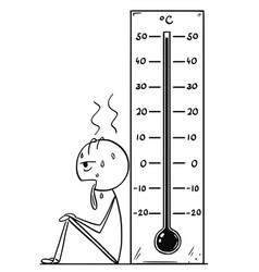 Cartoon overheated or exhausted man and Royalty Free Vector