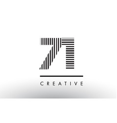 71 black and white lines number logo design Vector Image