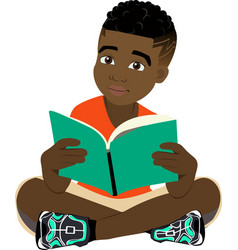 Happy african child reading book afro-american Vector Image