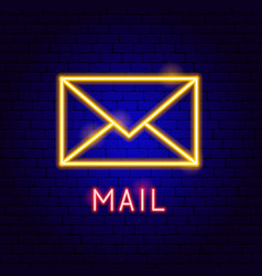Mail neon label Royalty Free Vector Image - VectorStock