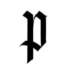Letter p in the gothic style alphabet Royalty Free Vector