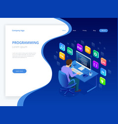 Isometric developing programming and coding Vector Image
