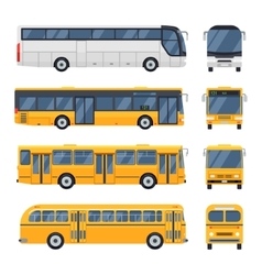 Car flat icons public city transport bus cars Vector Image