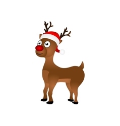 Cheerful cartoon reindeer on a blue background Vector Image