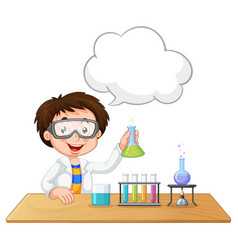 Scientist girl cartoon character with science Vector Image