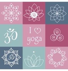 Abstract yoga icons set Royalty Free Vector Image
