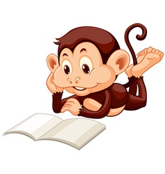 Little monkey reading a book Royalty Free Vector Image