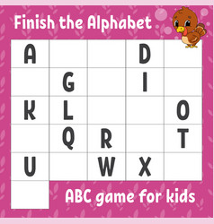 Finish the alphabet abc game for kids education Vector Image