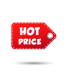 Golden sticker with hot price lettering on white Vector Image