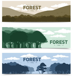 Green pines forest banners Royalty Free Vector Image