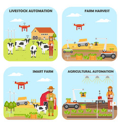 Set smart farm backgrounds agricultural and Vector Image