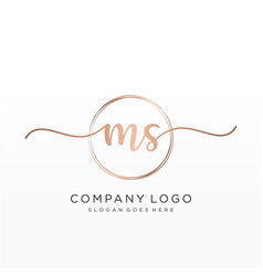 Ms initial handwriting logo design Royalty Free Vector Image