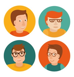 Set of diverse round avatars with facial features Vector Image