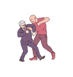 Two men in fight action strong angry man attack Vector Image