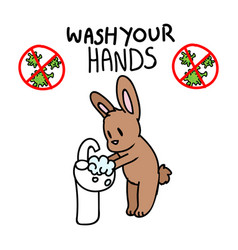 Corona virus covid 19 wash your hands cute rabbit Vector Image