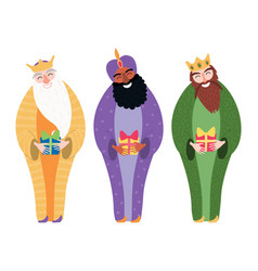 Joseph three wise with camels manger nativity Vector Image