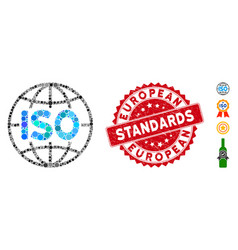 Collage iso standards icon with textured european Vector Image