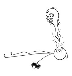 Cartoon dead man dying during phone call Vector Image