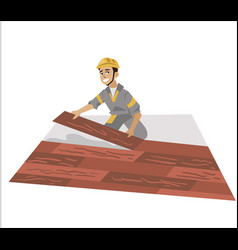Professional worker laying tile repair work Vector Image