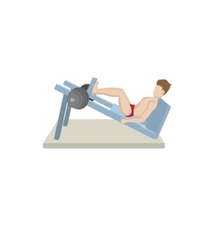 Muscular man weightlifter doing leg presses icon Vector Image