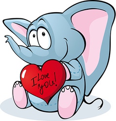 Cute elephant hold red heart Royalty Free Vector Image