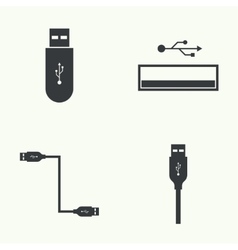 Various usb plug connector mini micro lightning Vector Image