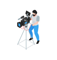 Film crew cameraman shooting filming camera Vector Image