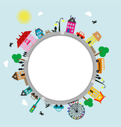 Round frame with doodle children Royalty Free Vector Image