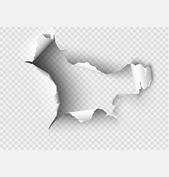 Ragged hole torn in ripped paper on background Vector Image
