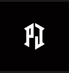 Pj logo monogram with shield shape designs Vector Image