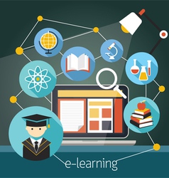 School online e-learning objects background Vector Image