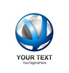 Initial letter v logo template colored blue dark Vector Image