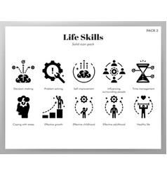 Life skills icons solid pack Royalty Free Vector Image