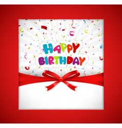 Greeting card with a red ribbon Royalty Free Vector Image