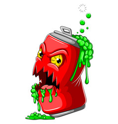 Scary cola tin zombie cartoon Royalty Free Vector Image