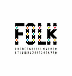 Folk style font design alphabet letters and Vector Image