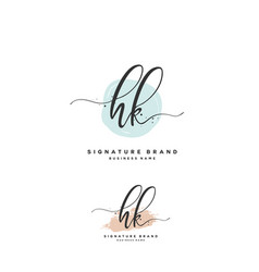 H k hk initial letter handwriting and signature Vector Image