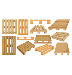 Wooden pallet cartoon set icon Royalty Free Vector Image