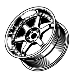 Car wheels rims line art silhouette Royalty Free Vector