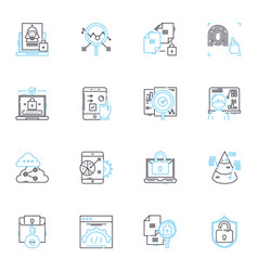 Coding process linear icons set algorithm Vector Image