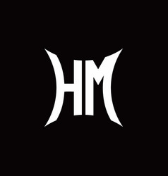 Hm monogram logo with shield and crown style Vector Image