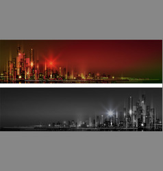 City skyline night cityscape with illuminated Vector Image